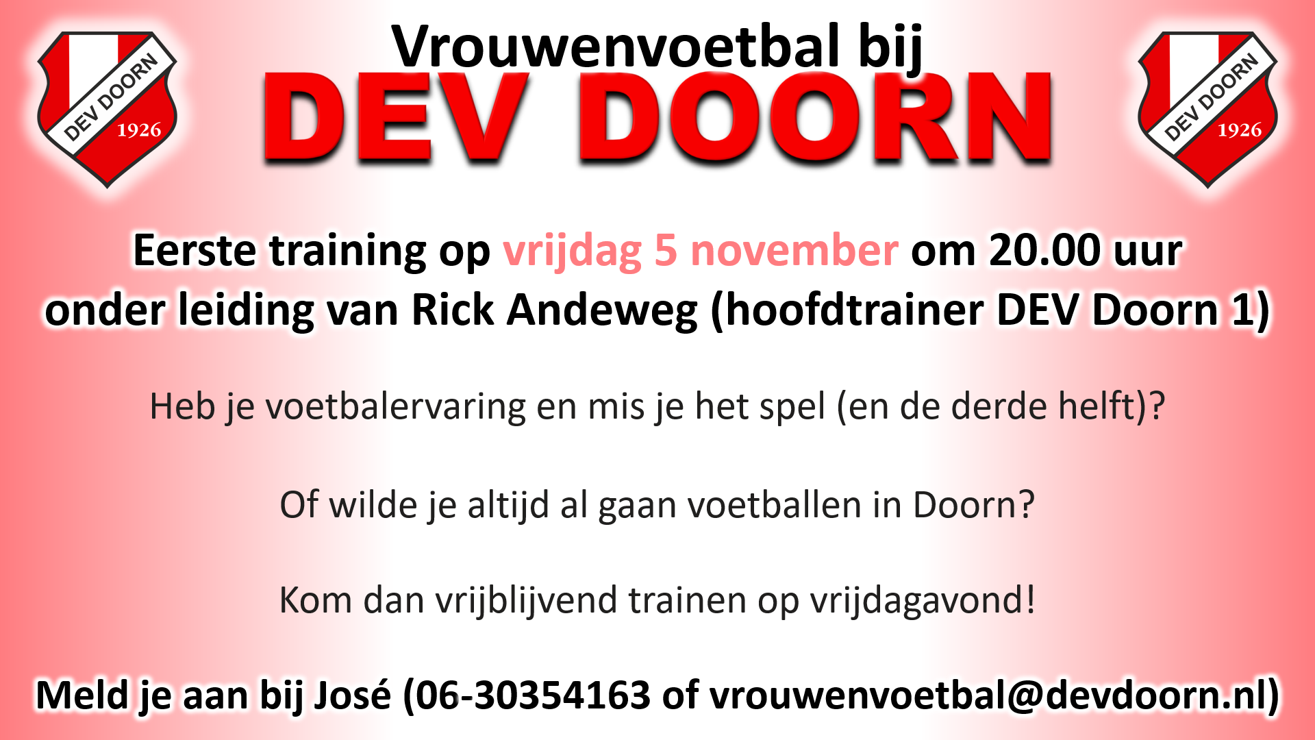 Vrouwenvoetbal bij DEV: Doe mee! | DEV Doorn